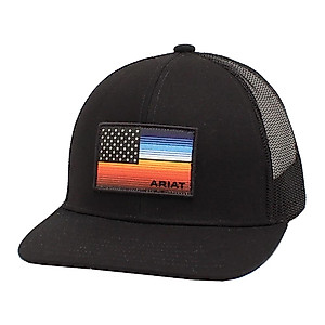 ARIAT Mens Adjustable Snapback Serape Flag Mesh Back Black Hat