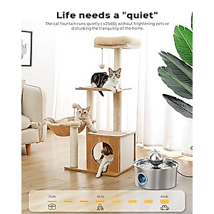 GOOSTOO Stainless Steel Cat Water Fountain - 108oz/3.2L Quiet Pet Fountain with Water Level Window - Attracts Cats to Drink