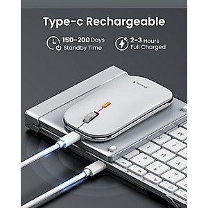 ProtoArc Foldable Keyboard and Mouse, XKM01 True Full-Size Folding Keyboard Mouse Combo for Business and Travel, 2.4G+Dual Bluetooth Portable Mouse Keyboard for Laptop iPads Tablets - White