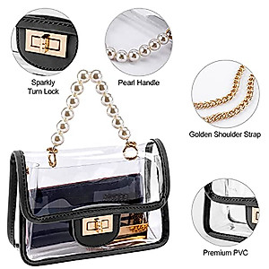 YING YUMEI Clear Purse for Women, Fashion Crossbody Clutch Handbag Cute, Small See Through Bag (Black)