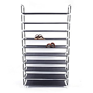 10-Tier Shoe Rack, Shoe Shelf Shoe Storage Organizer, Stackable Shoe Cabinet, Black Shoe Rack Organizer Space Saving Storage Shoe Tower for Entryway Closet, Holds up to 50 Pairs 39.37x11x70.87 inches