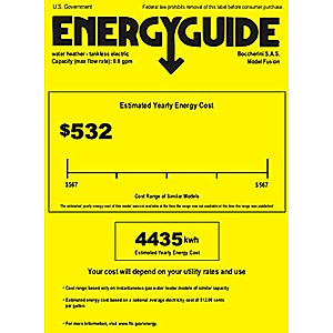 Boccherini Electric Instant Hot Water Shower Head Heater + FREE wall support/tube (FUSION)