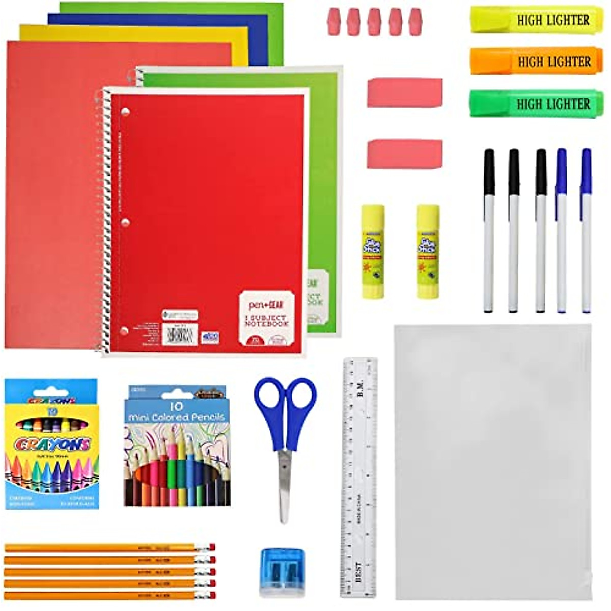 Moda West 17 Inch Bulk Backpacks with 52 Piece Wholesale School Supply Kits in 8 Assorted Styles - Case of 8 Pack Bundle