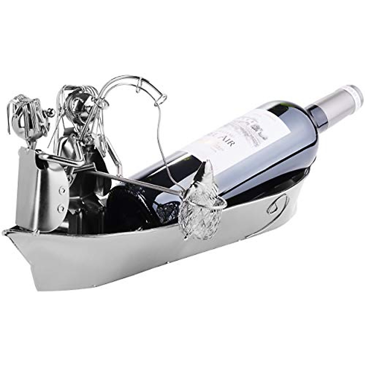 BRUBAKER Wine Bottle Holder Couple in Fishing Boat Sculptures and Figurines Decor Wine Racks and Stands Gifts Decoration