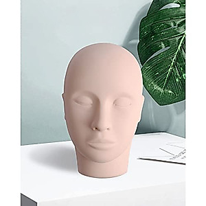 Lash Mannequin Head, BUCICE Practice Training Head, Professional Makeup Soft-Touch Rubber Practice Head, Cosmetology Doll Face Head for Make Up and Lash Extention