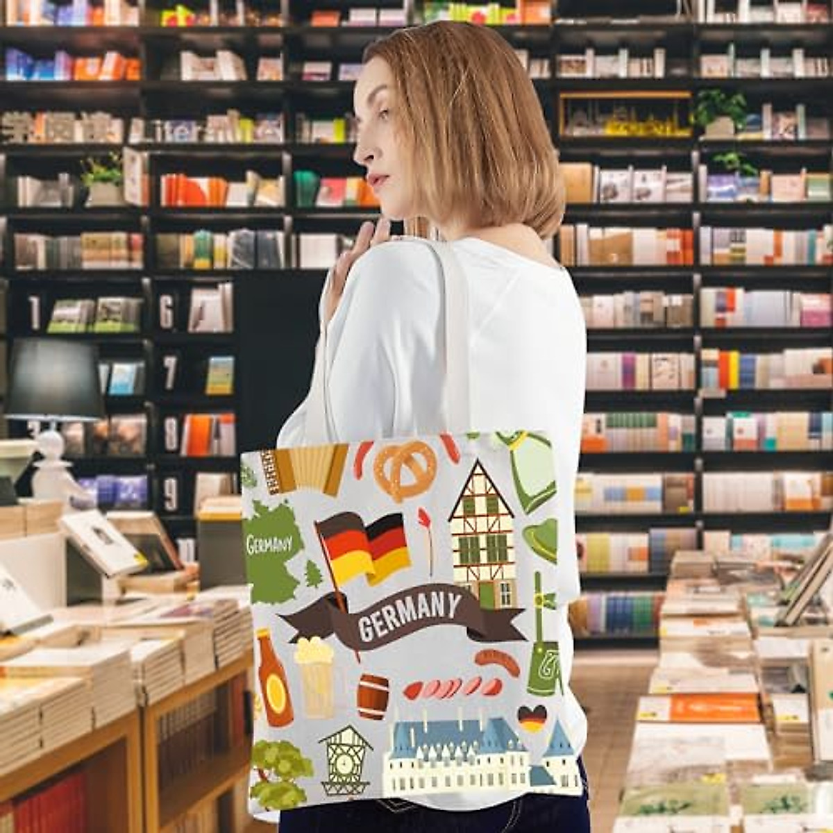 WZMPA Germany Trip Canvas Tote Bag Germany Souvenir Gift German Culture Themed Reusable Bag Germany Vacation Gift (Germany TG)