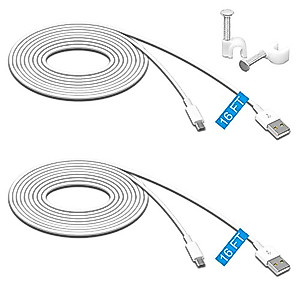 2 Pack 16.4FT Power Extension Cable for Wyze Cam Pan,for Wyze Cam Pan v2,for WyzeCam,for Wyze Cam v3,for Kasa Cam,for YI Dome Home,for Furbo Dog,for Nest Cam,USB to Micro USB Charging Data Sync Cord