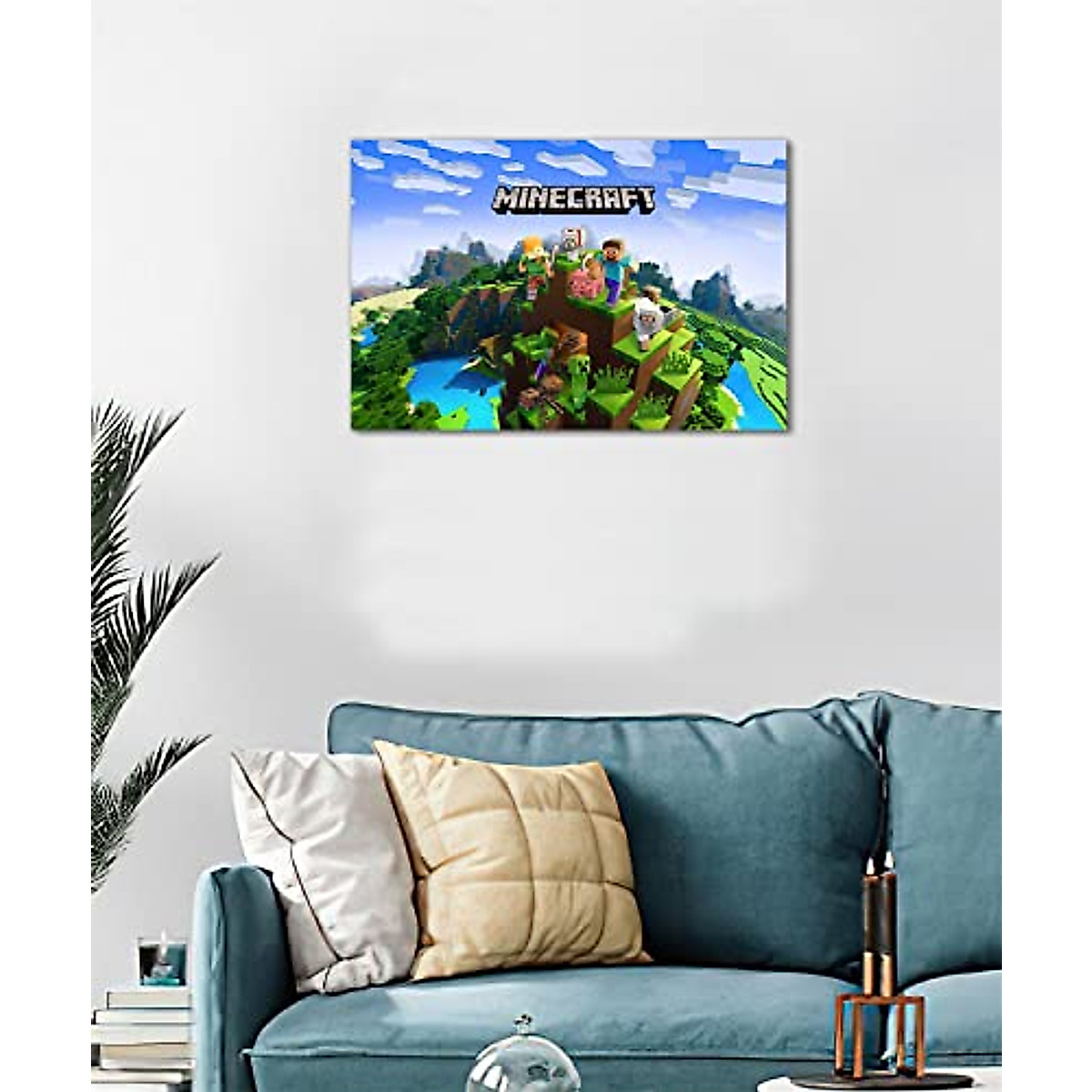 QISSES Mining Pixel Fun Game poster Roblox Canvas Wall Art Decor Cool Wall Print Canvas Posters for Room Aesthetic Decor Gifts Unframe:16x18inch
