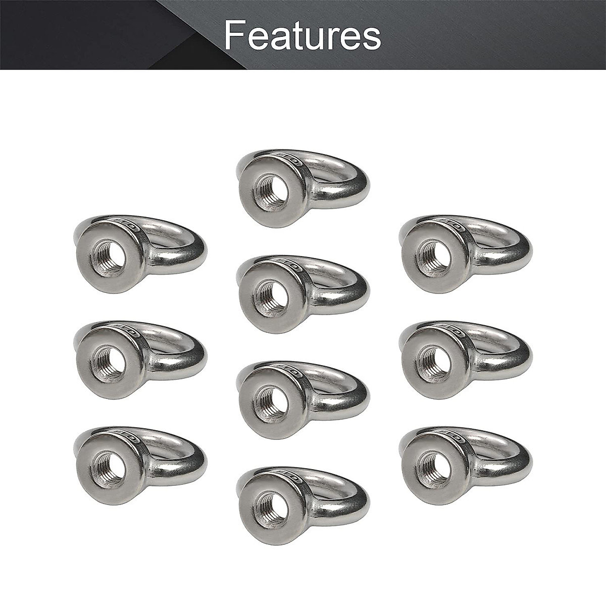 MroMax 10Pcs M10 Lifting Eye Nuts 304 Stainless Steel Female Thread Ring Shaped Metric EyeNuts Fastener for Rope Fitting and Engineering Lifting Machinery Silver Tone
