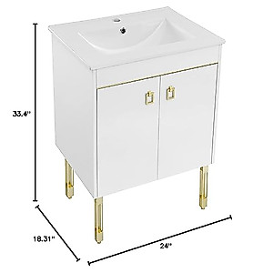 Swiss Madison Lumiere 24" Bathroom Bath Vanity, White and Gold