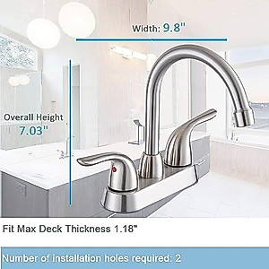 VCCUCINE Bathroom Faucet Brushed Nickel, Bathroom Faucets for Sink 3 Hole, 4 Inch Centerset 2 Handle Bathroom Sink Faucet, 360° Swivel Spout Bath Rv Lavatory Vanity Faucet
