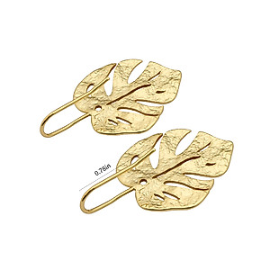 Nancita Monstera Leaf Earrings - Palm Leaf Drop Earrings - Vintage Monstera Leaves Earring - Jewelry Gift (gold)