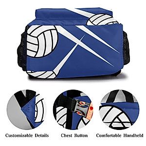 Urcustom Custom Kid Backpack, Volleyball Player Number Team Name Royal Personalized School Bookbag with Your Own Name, Customization Casual Bookbags for Student Girls Boys