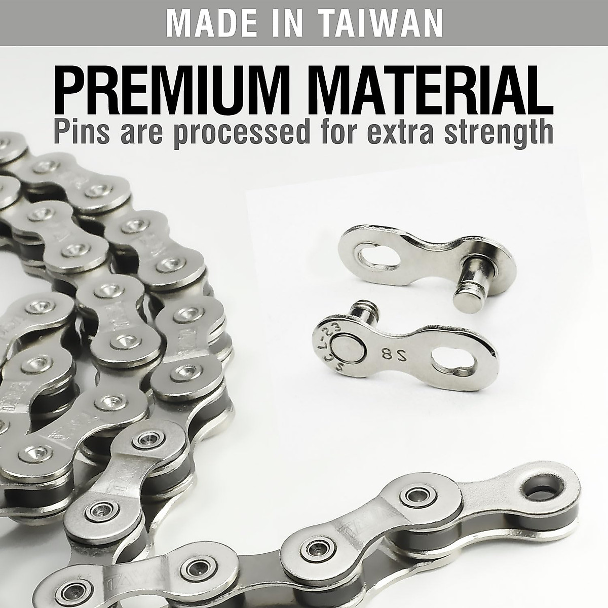 MARQUE 6/7/8 Speed Bike Chain - Bicycle Chain for Road & Mountain Bike, Quick Link Included for Easy Installation, 1/2 x 3/32 inch, 116 Links - MTB Chains Replacement (6/7/8 Speed Chain, 1 Set)