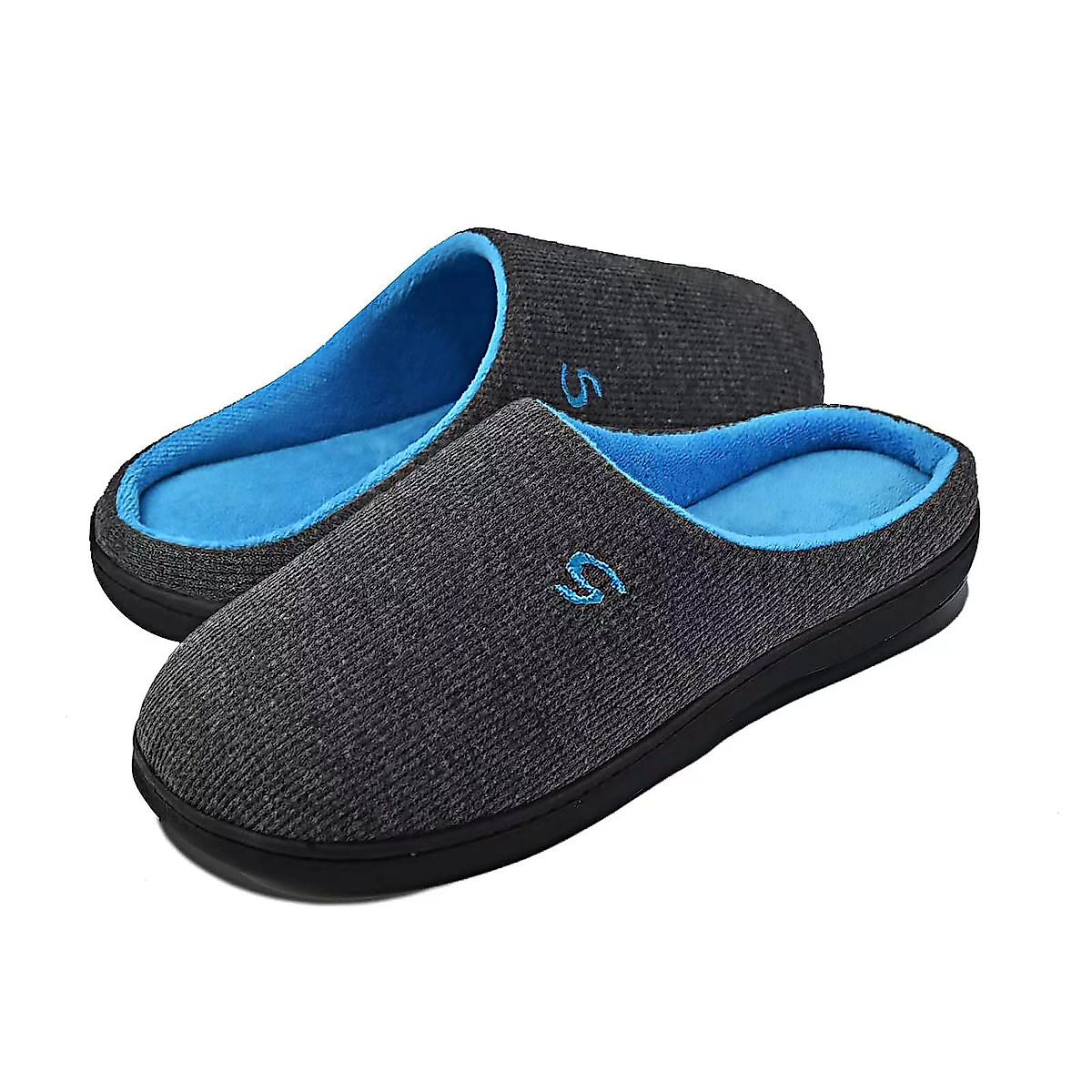 Mens Memory Foam Slippers, House Slippers for Men, Comfort House Shoes, Breathable Cotton-blend Texture Warm Soft Coral Fleece Lining Men's Slippers Indoor Outdoor