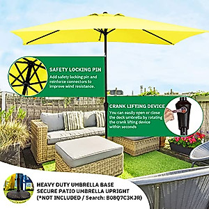 MEWAY Rectangular Patio Umbrella Garden Market Umbrella with Tilt and Crank for Garden Deck Backyard Pool Patio Table (6.6 X 10 ft, Yellow)