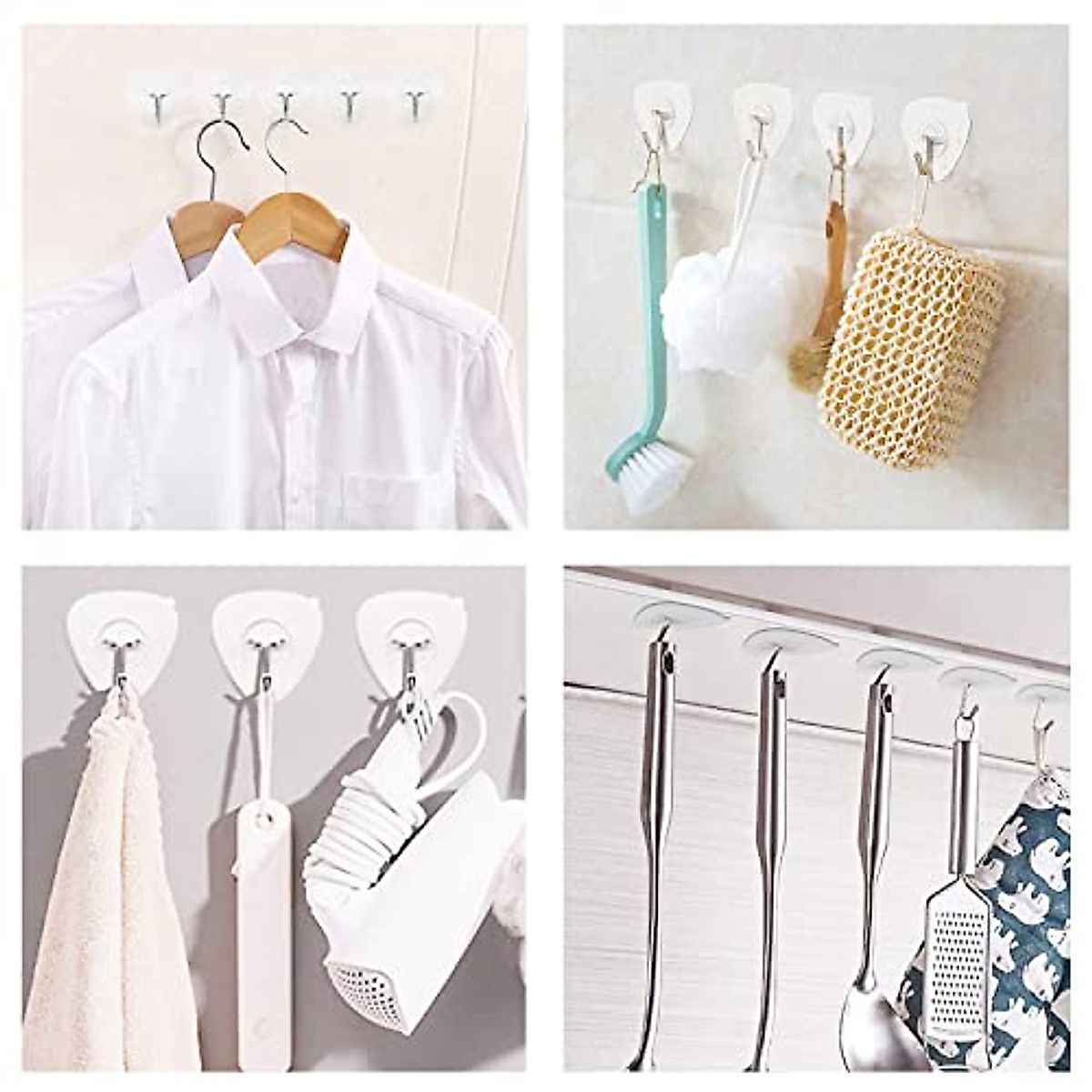 DSSPORT 20Pack Triangular Self Adhesive Hooks, Wall Hooks for Hanging Heavy Duty Self Stick Hooks Kitchen Bathroom Window Ceiling Waterproof and Oilproof Reusable Seamless Hooks