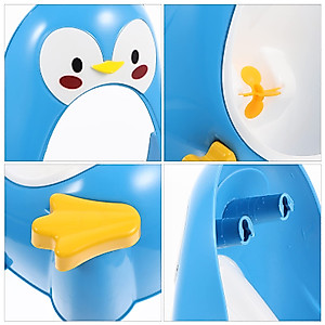 Potty Training Urinal Penguin Kids Potty Pee Urine Children Standing Urinal Potty Trainer Wall Hanging Boy Bathroom Toilet Portable Urinal for Home Nursery Kindergarten Blue