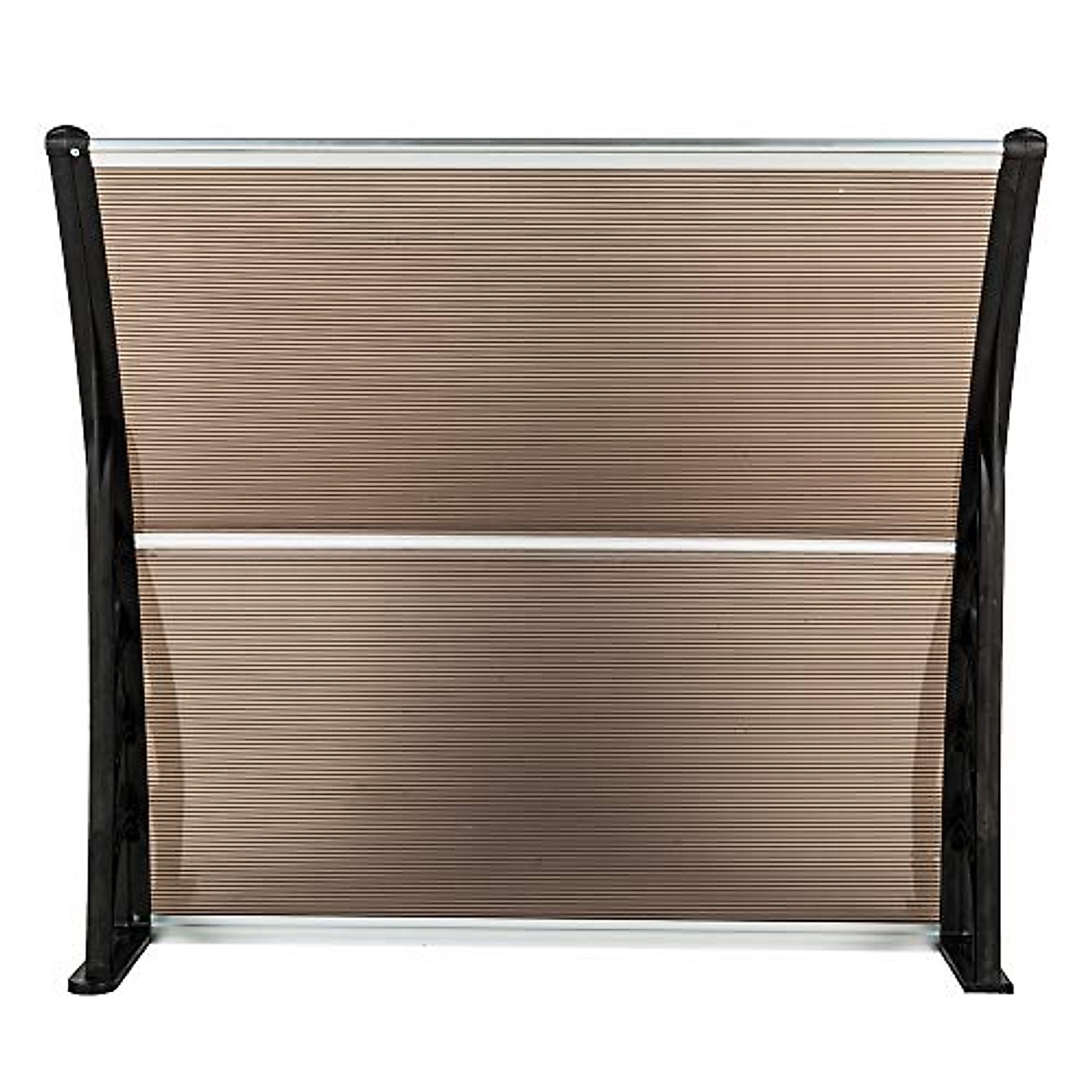 QXDRAGON Patio Window Awning Door Canopy Outdoor Shade Bracket Polycarbonate Cover Front Garden Awnings UV Rain Snow Sunlight Protection One Piece Hollow Sheet (39X38,Brown & Black Bracket)