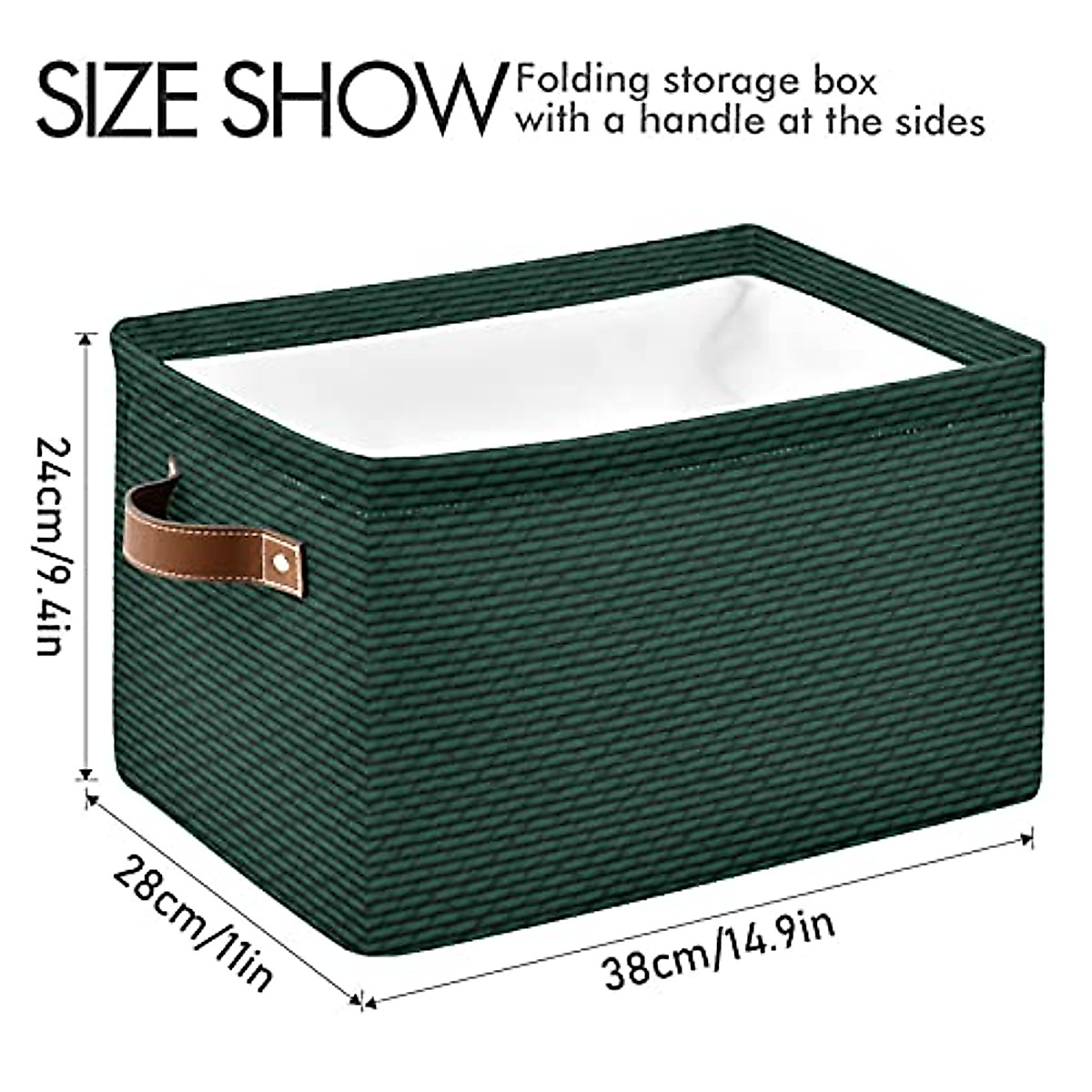 xigua Storage Basket Hunter Green Storage Bin with Handle, Large Storage Cube Collapsible for Shelves Closet Bedroom Living Room 2PCS