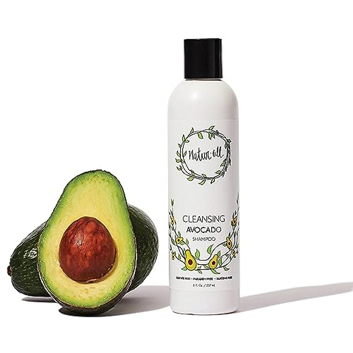 NaturAll Cleansing Sulfate-Free Avocado Shampoo | All Natural, Silicone-Free, Paraben-Free, Cruelty-Free | For Dry, Curly, Coily, or Frizzy Hair | 8 oz