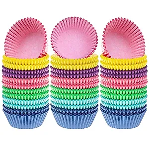 Selizo 600 Pcs Cupcake Liners Cupcake Wrappers Cupcake Paper Baking Cups for Cake Balls, Muffins, Cupcakes and Candies, Assorted Bright Colors