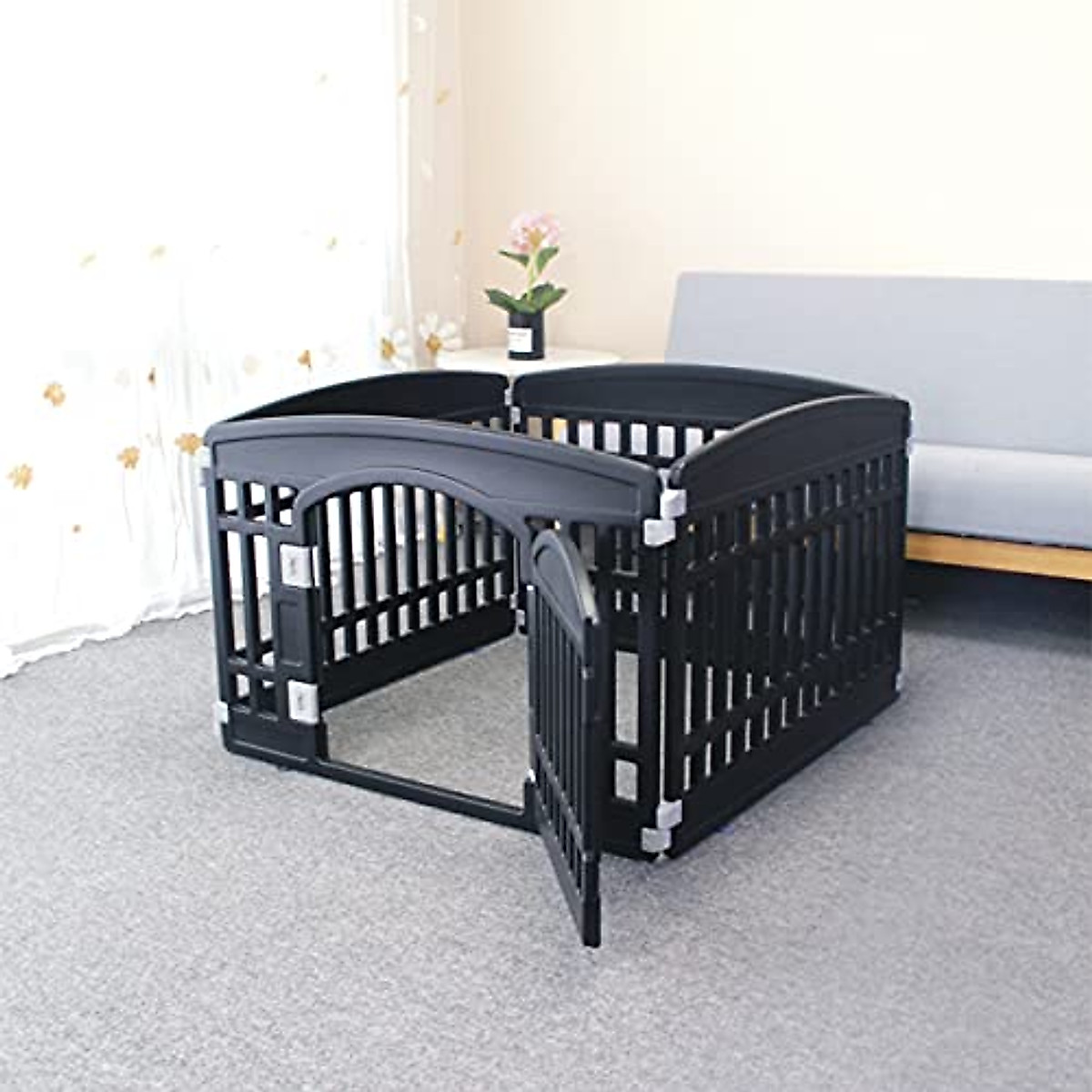 PET SHINEWINGS 4-Panel Pet playpen with Door,Dog playpen Indoor and Outdoor,Dog frence playpen Cat Dog Kennel for Medium and Small Dogs