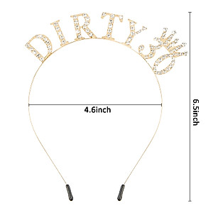 Atoden 30th Birthday Decorations for Her: Dirty 30 Headband, Gold Tiara Crown, Party Favors and Accessories for Women Girls