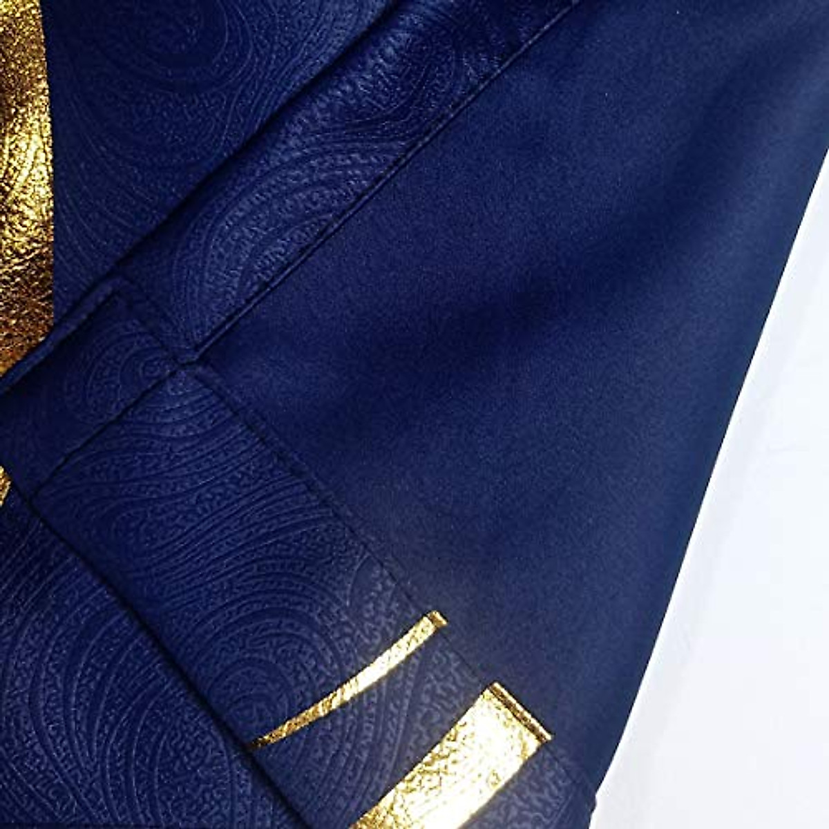 MYRU 1 Panel Foil Print Blackout Striped Curtain Valance for Kitchen Window (Navy and Gold, 54x18 Inch)