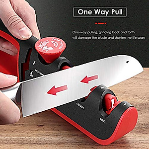 4 in 1 Manual Knife Sharpener for Kitchen Knives & Scissors - Adjustable Sharpening Tool with Tungsten Steel Diamond Ceramic Slot Helps Restore Knife or Shears Blades Women's Day Presents