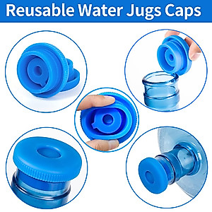 5 Gallon Water Jug Cap Reusable - Non-Spill 55mm Water Bottle Caps,Silicone Replacement Cap Lids Anti Splash 6 Pack
