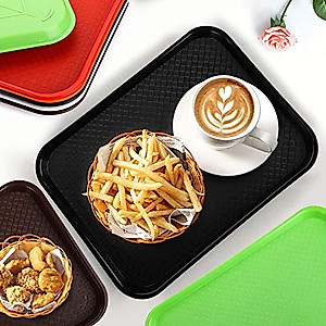 Yarlung 6 Pack Plastic Fast Food Trays, 16x12 Inches Restaurant Serving Trays Set for Coffee Table, Kitchen, Party, 6 Colors