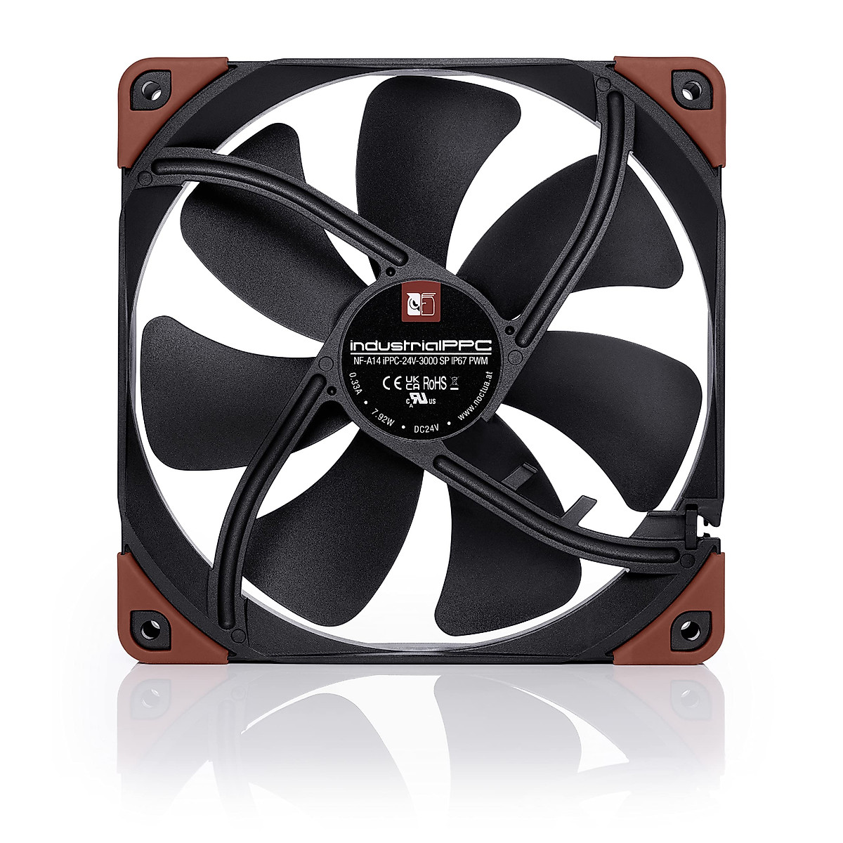 Noctua NF-A14 iPPC-24V-3000 SP IP67 PWM, Heavy Duty Cooling Fan, 4-Pin, 3000 RPM, 24V Version (140mm, Black)