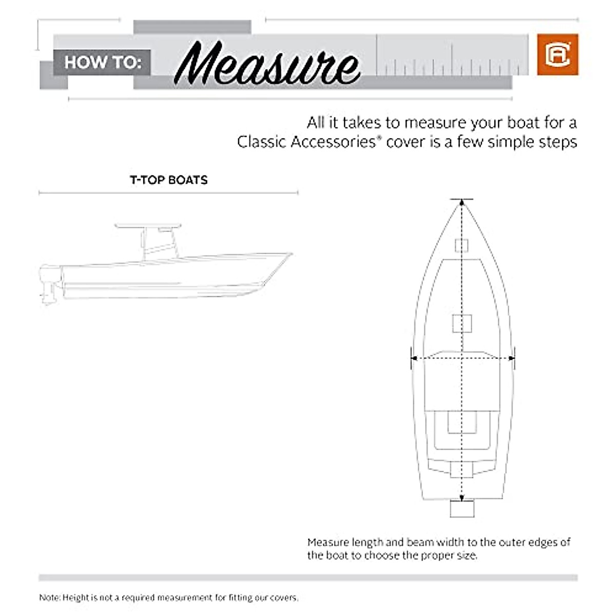 Classic Accessories Stellex T-Top Boat Cover, 22'-24'L, 116" Beam W, Model F