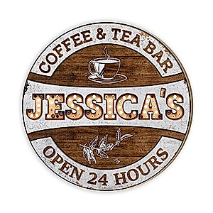 MUCHNEE Personalized Coffee Bar Sign, Custom Vintage Retro Rustic Coffee Sign Kitchen Décor, Cabinet Wine and Coffee Shop Décor, Coffee and Tea Bar Sign, Coffee Lover Signs, Coffee Station Accessories