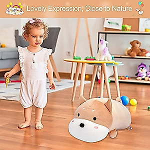 Z ZBWKBR Dog Stuffed Animal Dog Plush Pillow,Soft Cute Shiba Inu Plush Soft Plush Toy Gift for Kids Birthday Home Decor Hugging Sleeping Comfort Cushion 12'' (Yellow, Small)