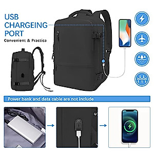 Travel Backpack for Women Men, Airline Approved Carry On Luggage Backpacks for Travel, Waterproof Laptop Backpack Casual Daypack Hiking Backpack with USB Charging Port Shoe Compartment