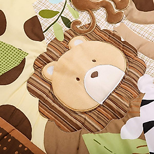 Brandream Fun Forest Lion Elephant Crib Bedding Sets for Baby Boys | 3 Piece Jungle Nursery Set