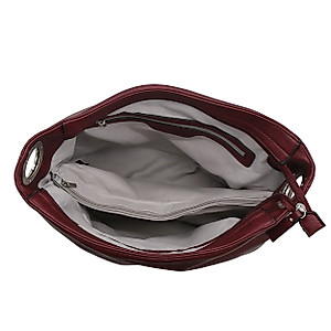 Hobo Shoulder Bag with Big Snap Hook Hardware (Burgundy)