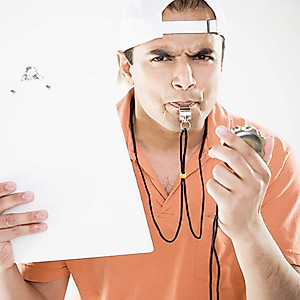 Hipat Whistle, 2 Pack Stainless Steel Sports Whistles with Lanyard, Loud Crisp Sound Whistles Great for Coaches, Referees, and Officials (Silver(Stainless Steel))