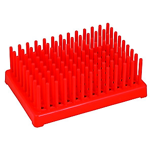 EISCO (Pack of 2) Red Plastic Test Tube Peg Drying Rack Holds 96 13mm Test Tubes