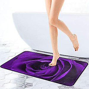 CaTaKu Romantic Purple Rose Area Rug 39x20 Inches Polyester Area Rug Floor Rug Runner Washable Carpet Mat for Kitchen Dinning Room Home Decorative