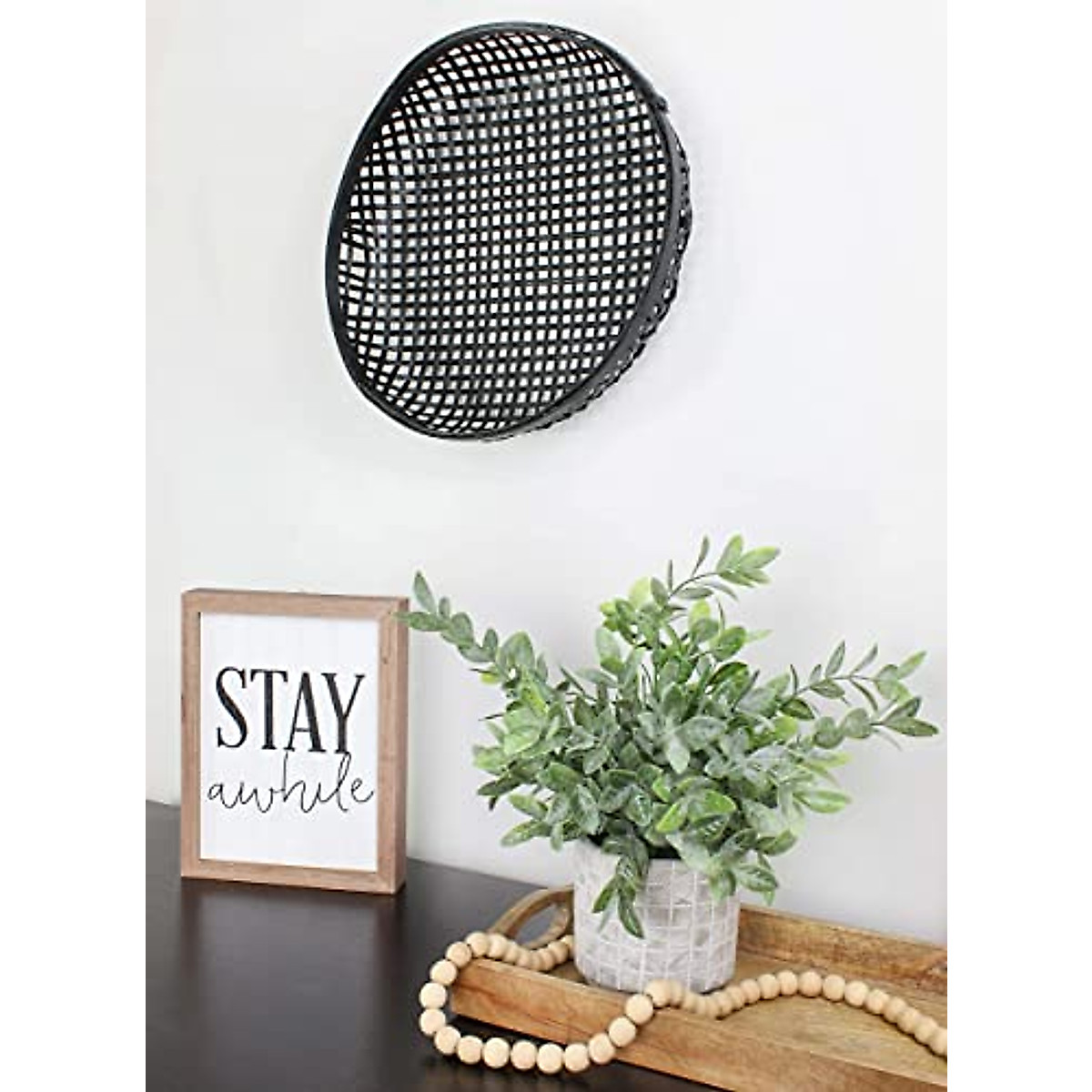AuldHome Black Boho Wall Baskets (2-Pack); Wall Decor Baskets