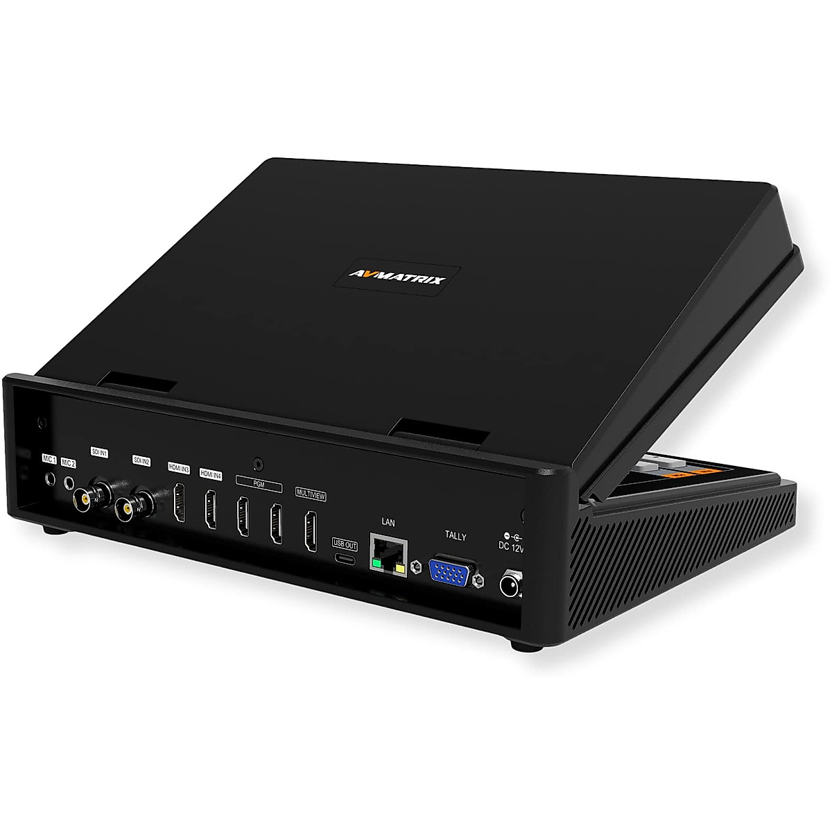 AVMATRIX PVS0403U Portable SDI/HDMI Video Switcher, 10.1-incch FHD IPS LCD Monitor, USB for Capturing and Streaming, T-bar/Auto/Cut Transitions, Scaled Output and Multiview, 2PIP/POP, Logo Overlay