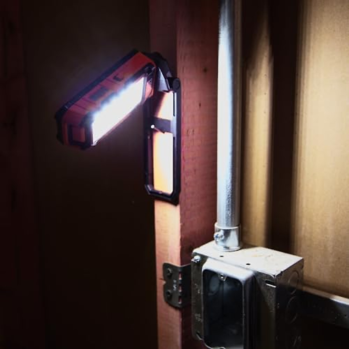 Klein Tools 56403 LED Light, Rechargeable Flashlight / Worklight with Kickstand and Carabiner, Charges Small Electronics, for Work, Camping