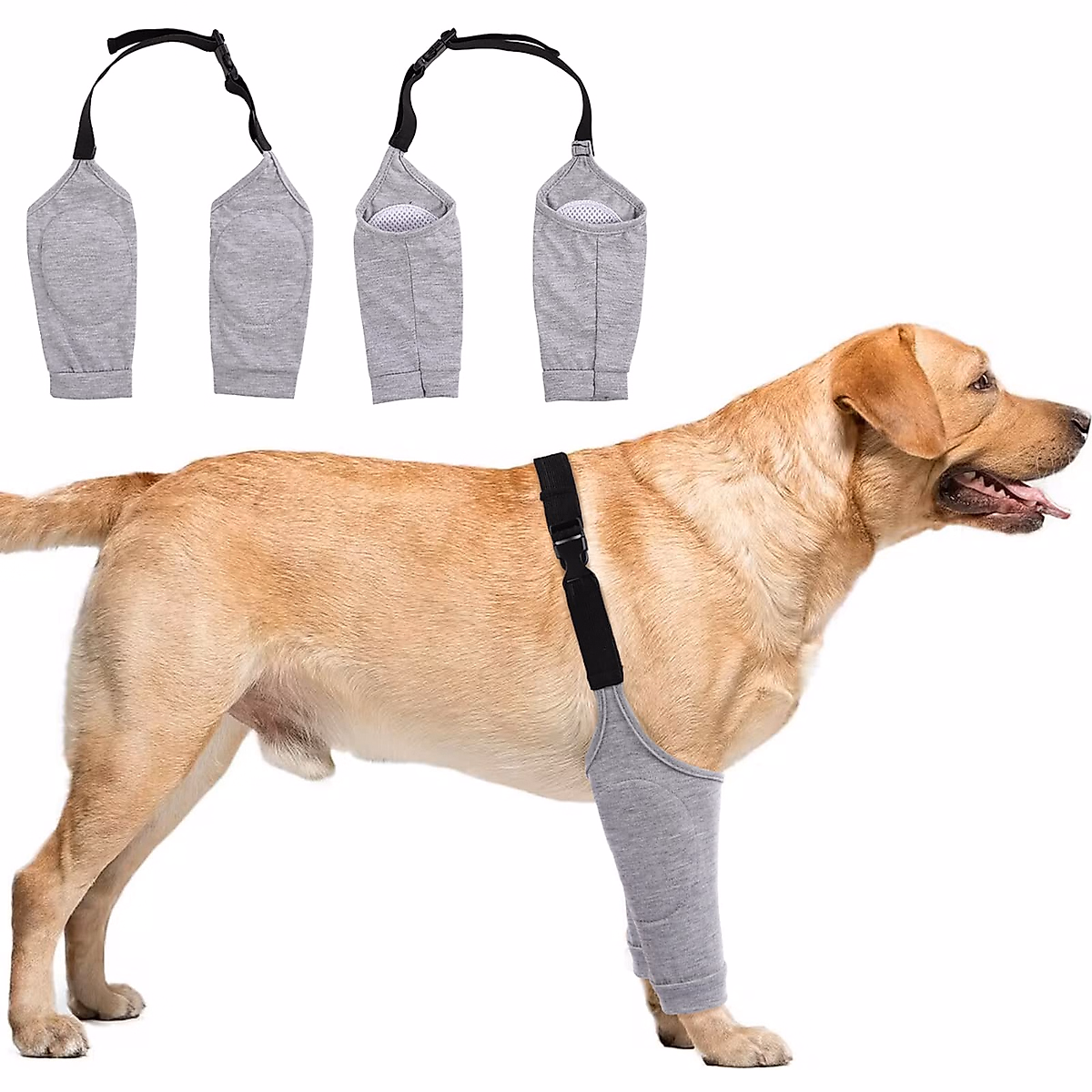 Dog Recovery Suit Front Legs, Dog Recovery Sleeve After Surgery with Elastic Band, Protective Elbow Protector for Medium Large Dogs, Dog Cone Alternative to Stop Licking Leg Wounds,Grey,XL