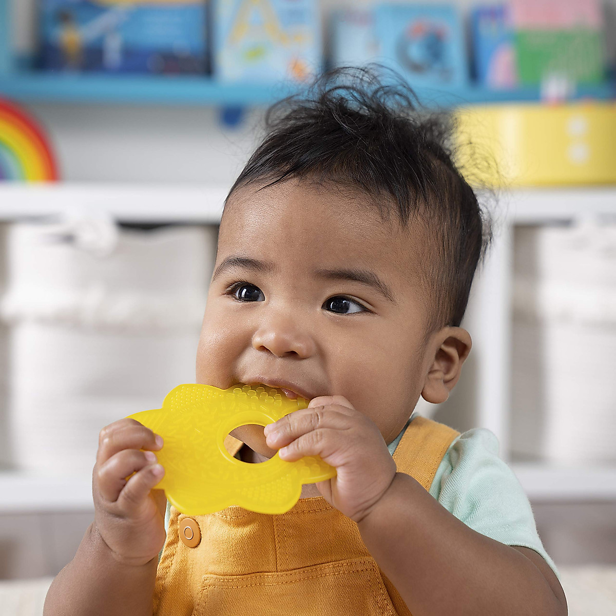 Bright Starts Oball Grasp & Teethe Easy Grasp BPA-Free Infant Teether Toy, Multi-Color, Age 3 Months and up