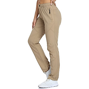 Womens Khaki Golf Pants Quick Dry Travel Nylon Cargo Waterproof Hiking with Pockets Small