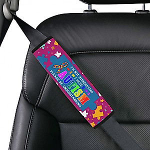 AprilLove I Have Autism Awareness Seat Belt Covers Autistic Car Seat Belt Cover Medical Alert Seat Belt Cover Special Need Seatbelt Cover, 7'' x 10''