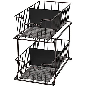 Simple Houseware 2 Tier Cabinet Wire Basket Drawer Organizer, Brown